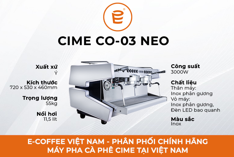 Máy pha cà phê tự động CIME CO-03 NEO 02 Group - E-Coffee Việt Nam