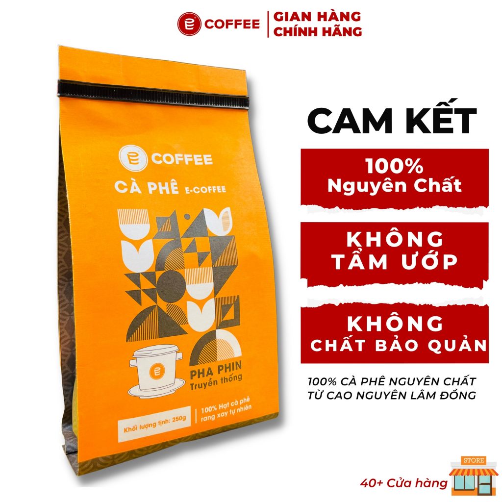 COMBO Cafe phin E-Coffee 250gr và 01 phin nhôm hoa văn Trống Đồng Trung ...